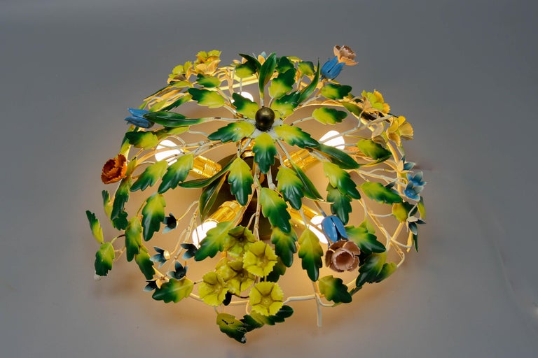 Polychrome Painted Metal Flower Five-Light Ceiling Light For Sale at ...