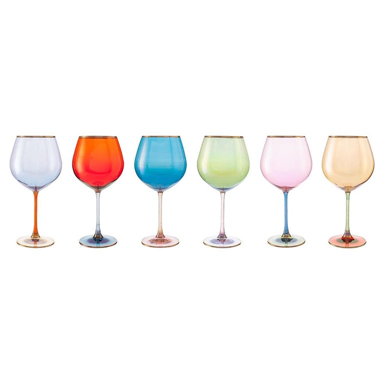 Polychrome Set of 6 Wine Tasting Glasses For Sale at 1stDibs