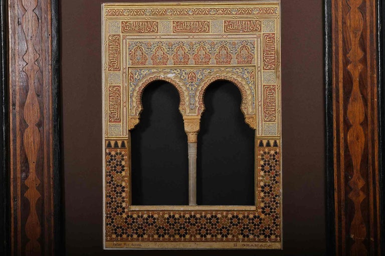 Polychrome Spanish Stucco Plaquette by R. Rus, Early 20th Century For Sale at 1stDibs
