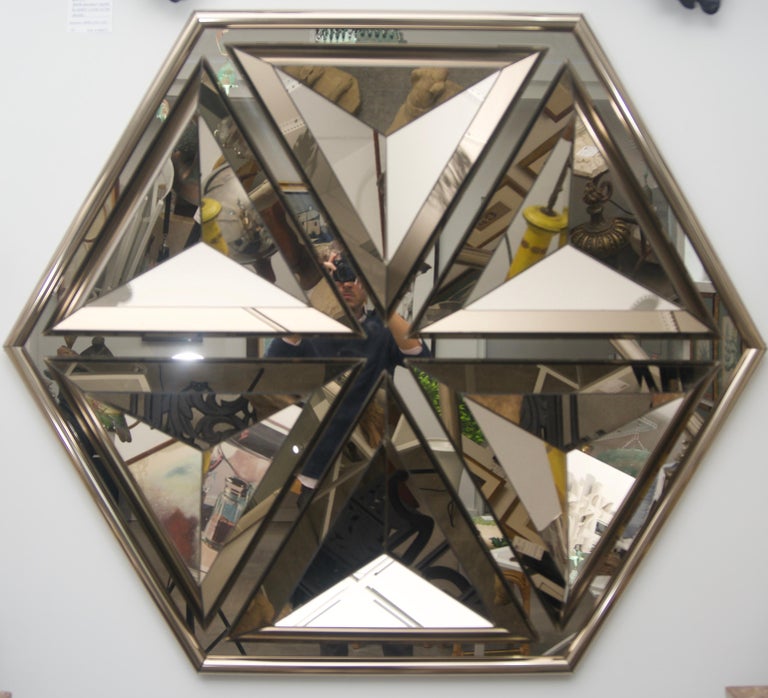Polygon Form Wall Mirror with Bronze Coloration For Sale at 1stDibs