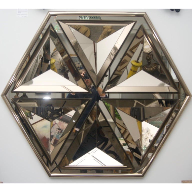 Polygon Form Wall Mirror with Bronze Coloration For Sale at 1stDibs