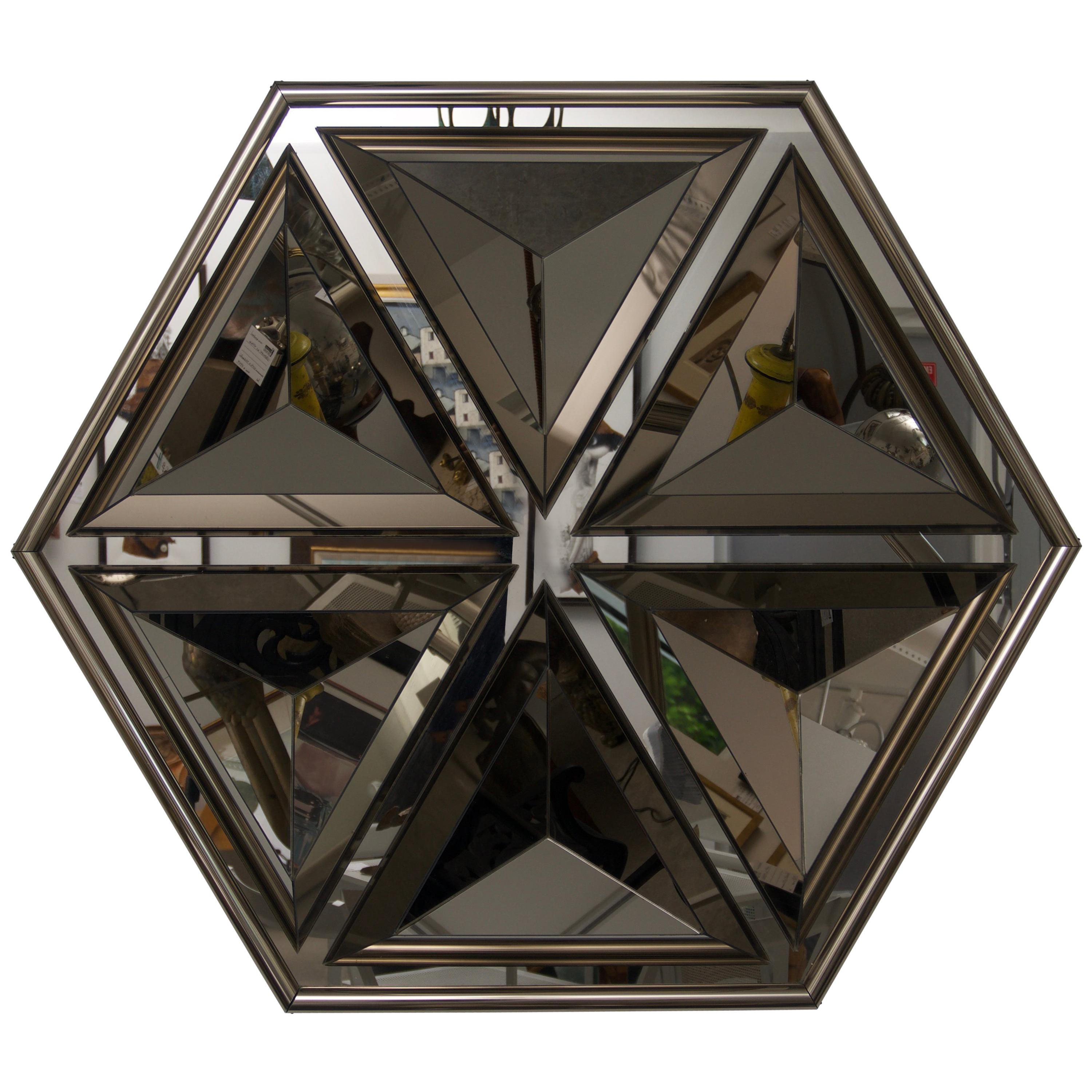 Polygon Form Wall Mirror with Bronze Coloration For Sale at 1stDibs
