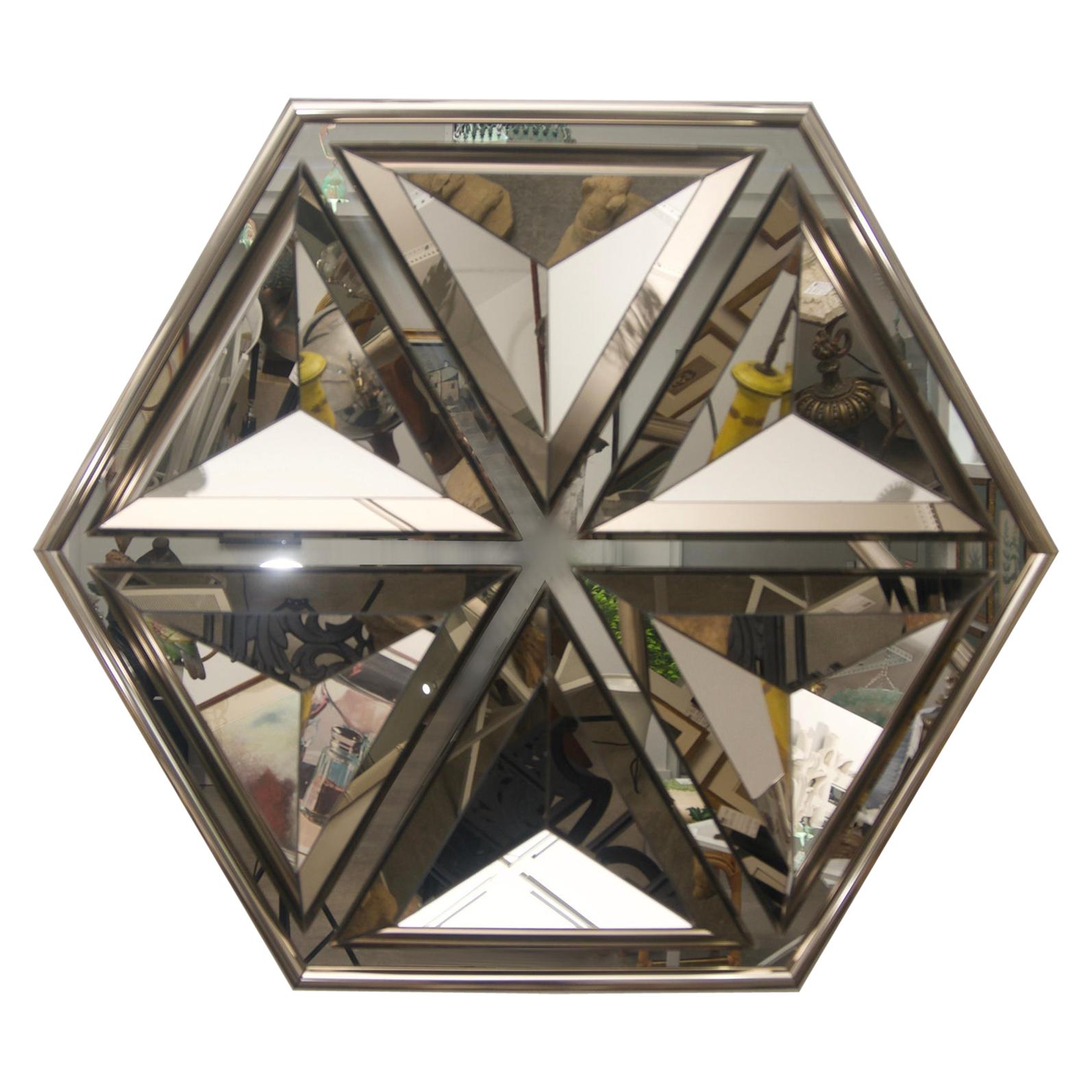 Polygon Form Wall Mirror with Bronze Coloration For Sale at 1stDibs