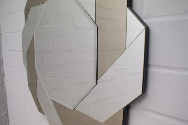 Polygon Wall Mirror with Braided Mirrored Smoked and Clear Glass, 1970s ...