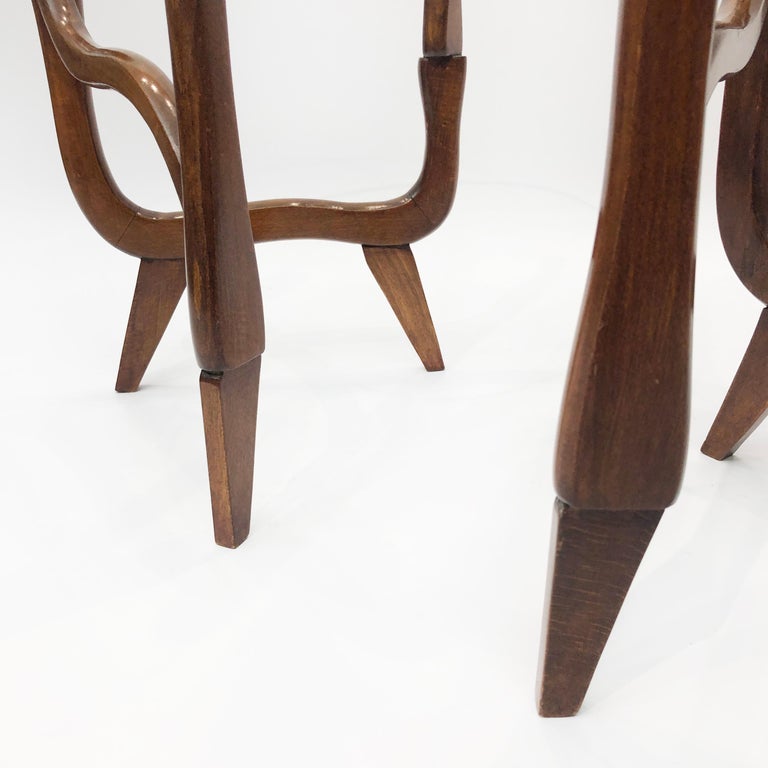 Polymorphic Teak Glass Side Tables 1950s Midcentury Italian Vintage ...