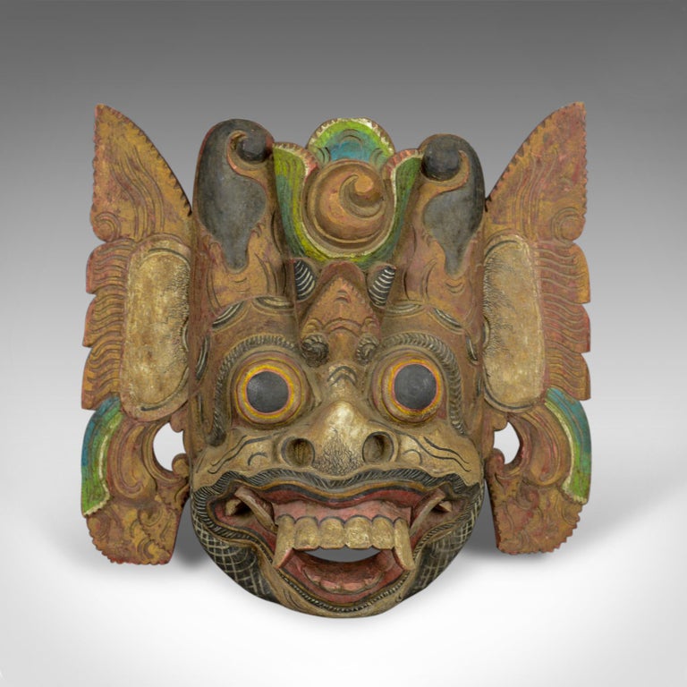 Balinese Barong Carved Mask, Decorative, Painted, Wooden Face, Wall Art ...