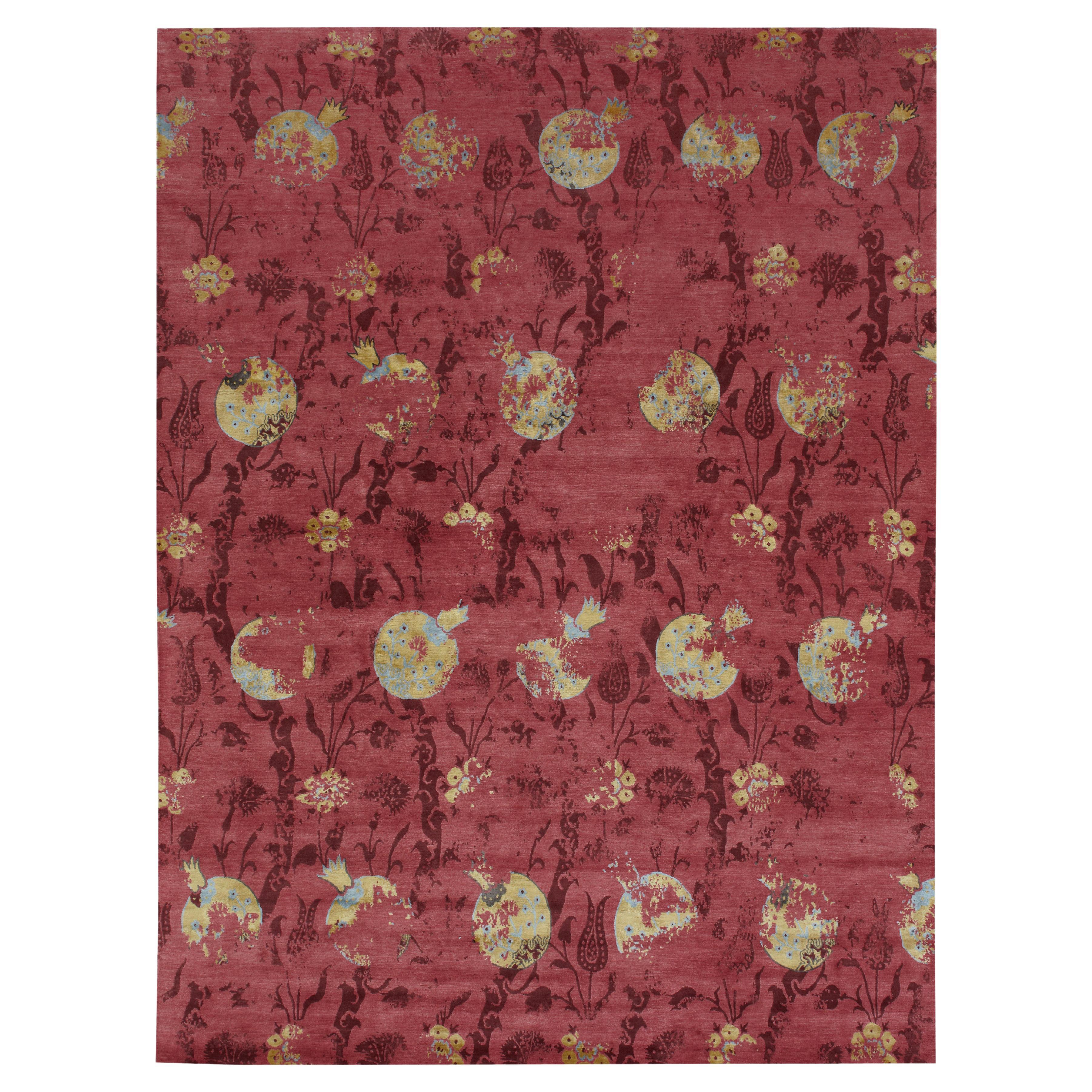 Pomegranate 9 x 12 Hand-Knotted Wool/Silk Blend Rug For Sale at 1stDibs