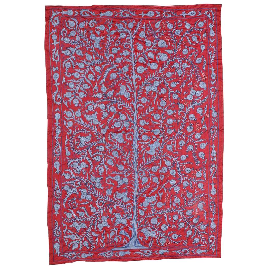 New Pomegranate Tree Design Suzani Textile, Embroidered Silk Wall ...