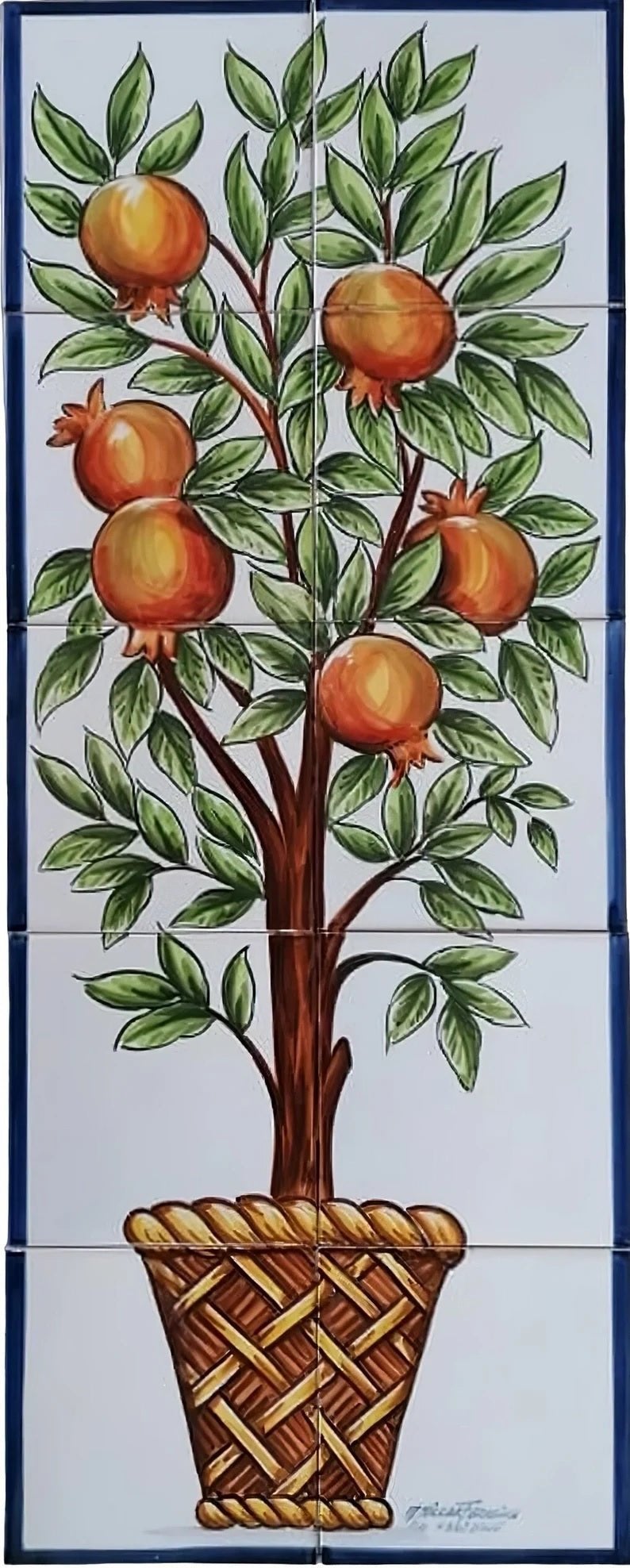 Lemon Tree Tile Mural in Pure Clay and Fine Ceramic, Portuguese Tiles ...