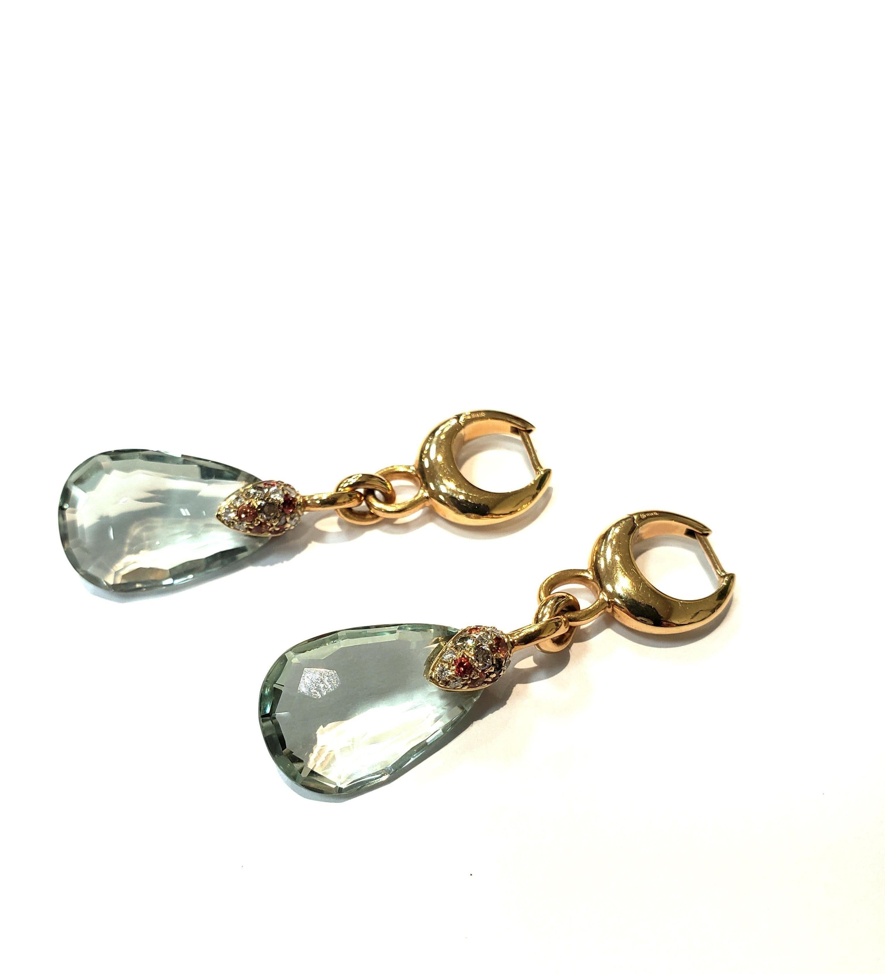 Pomellato 18 Karat Gold and Prasiolite Earrings with Diamond and ...