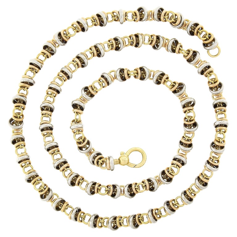 Pomellato 18k Tri Color Gold Polished Ring W/ Cable Link Chain Necklace ...