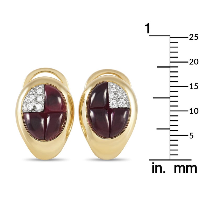 Pomellato 18K Yellow Gold Diamond and Tourmaline Clip-On Earrings For ...