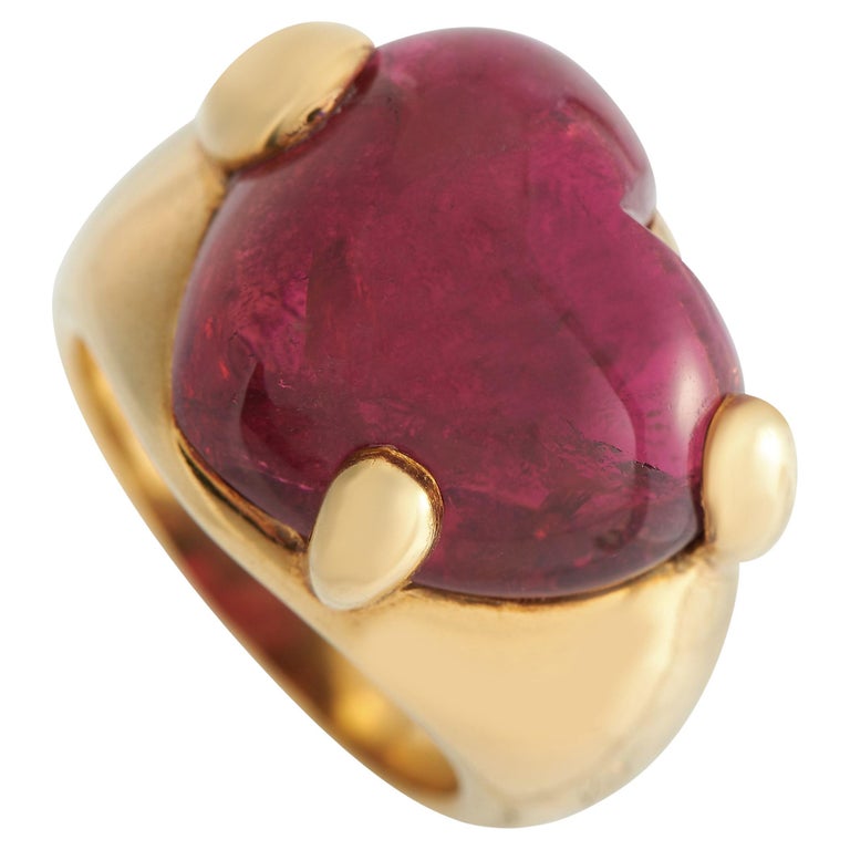 Pomellato 18K Yellow Gold Tourmaline Heart Ring For Sale at 1stDibs