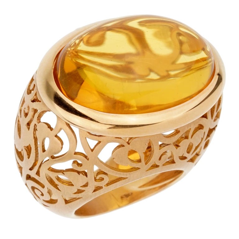 Pomellato 19.94 Carat Amber Rose Gold Cocktail Ring For Sale at 1stDibs