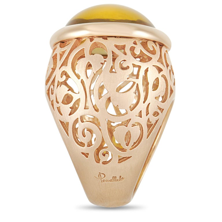 Pomellato Arabesque 18k Rose Gold Amber Ring For Sale at 1stDibs