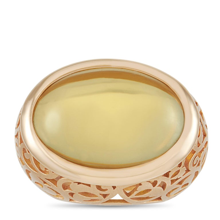 Pomellato Arabesque 18k Rose Gold Amber Ring For Sale at 1stDibs