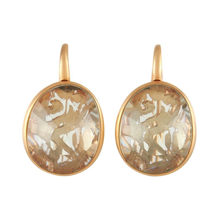 Pomellato Arabesque 18k Rose Gold Prasiolite Earrings For Sale at 1stDibs