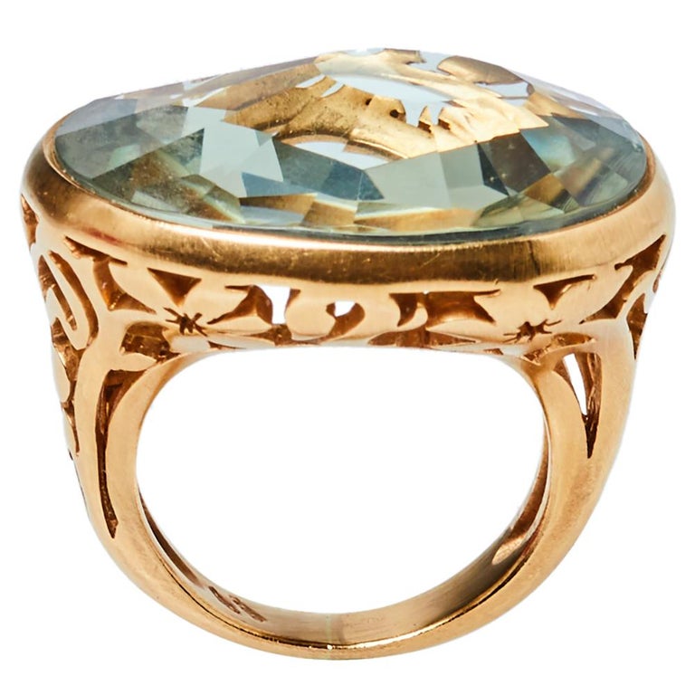 Pomellato Arabesque Prasiolite Quartz 18K Rose Gold Cocktail Ring Size ...