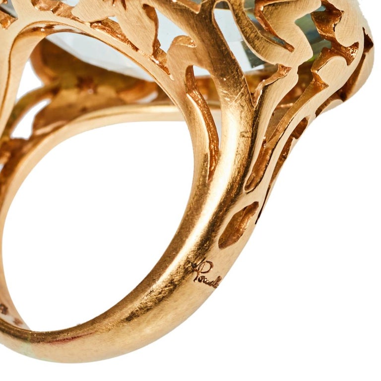 Pomellato Arabesque Prasiolite Quartz 18K Rose Gold Cocktail Ring Size ...