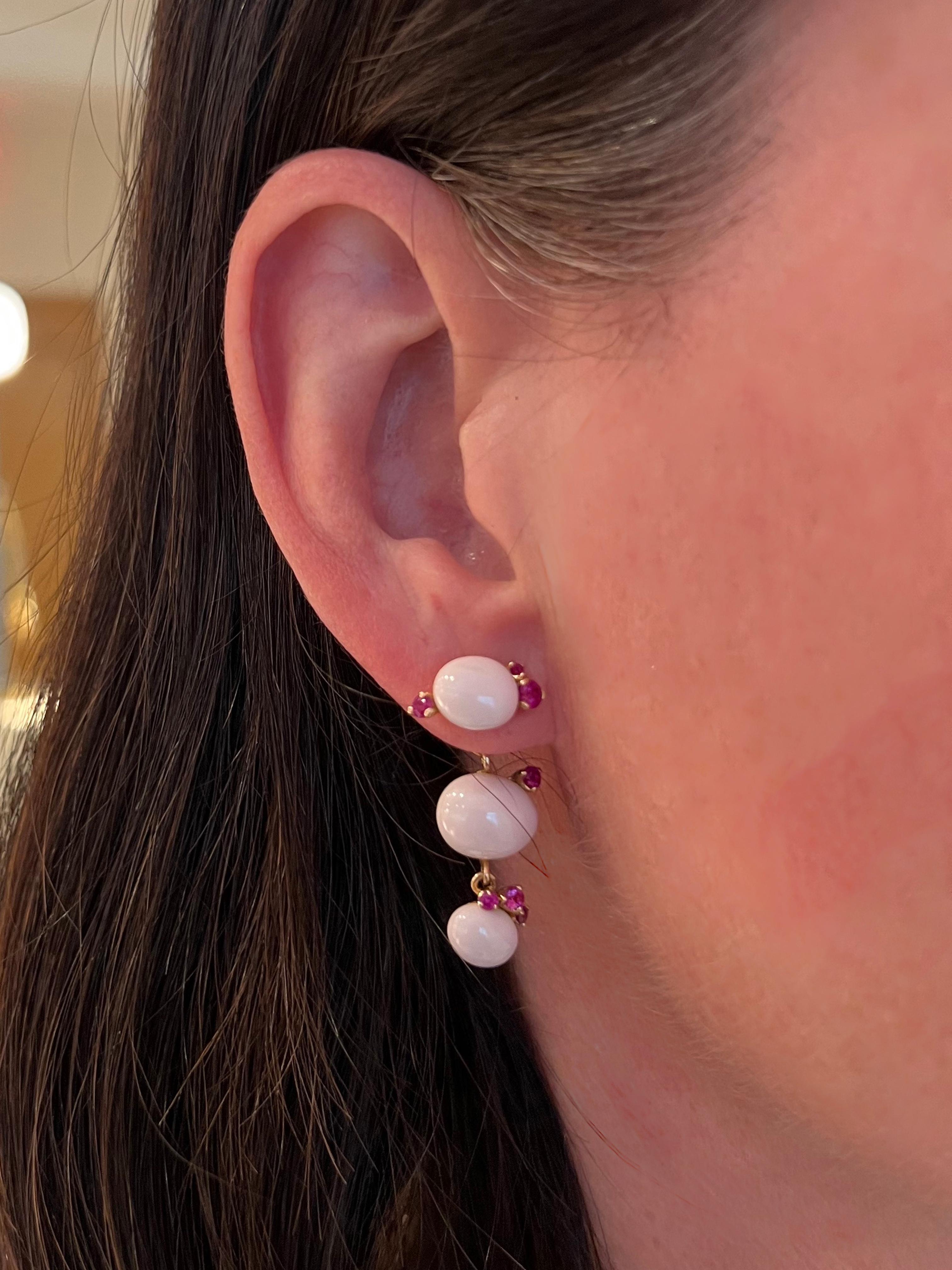 Pomellato Capri 18 Karat Gold Ceramic Ruby Dangle Day/Night Earrings c ...