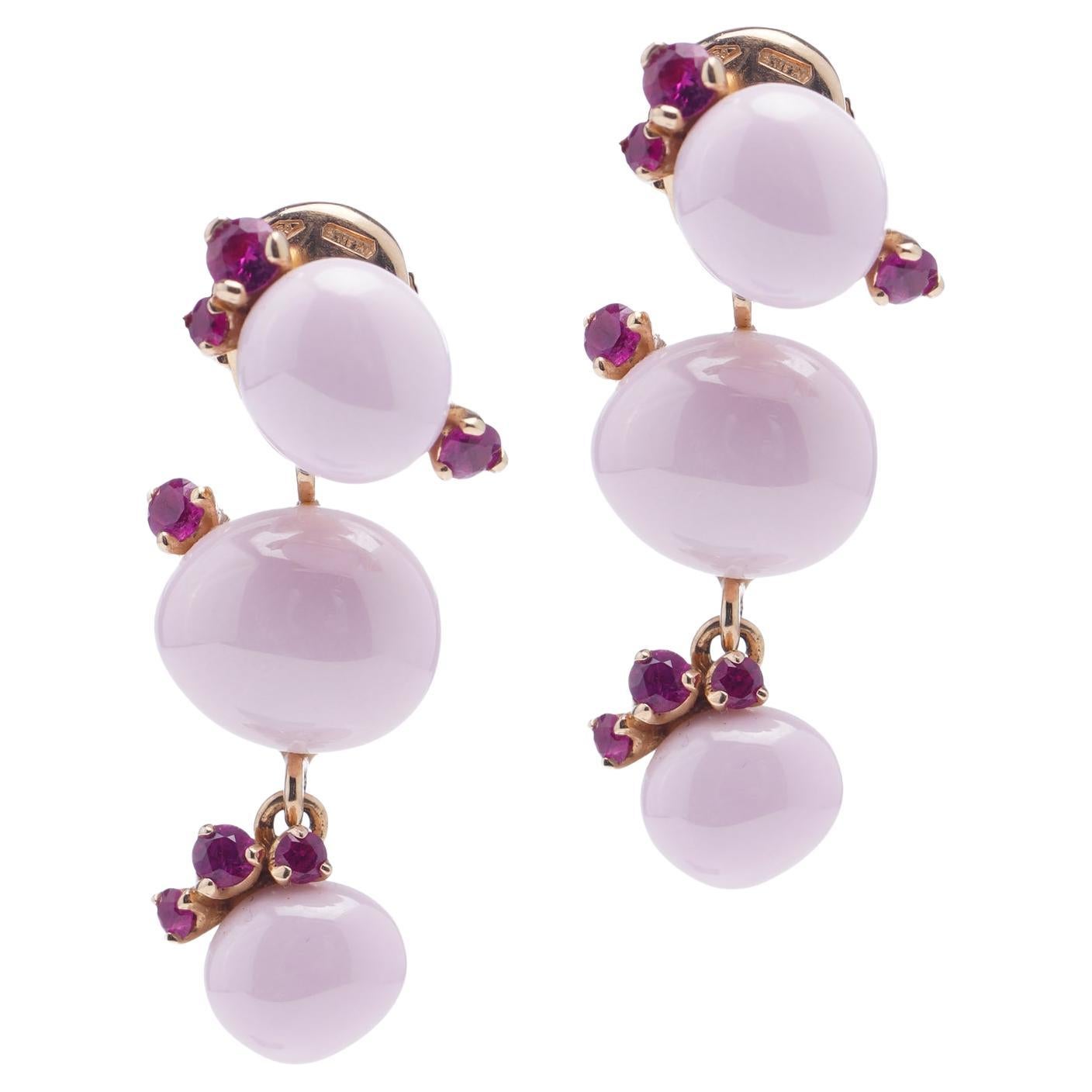 Pomellato Capri Earrings in Rose Gold with Turquoise and Rubies O ...
