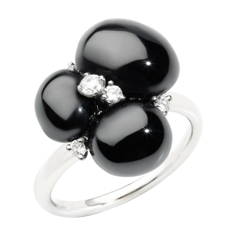 Pomellato Capri Black Ceramic and 18 Karat White Gold Ring at 1stDibs