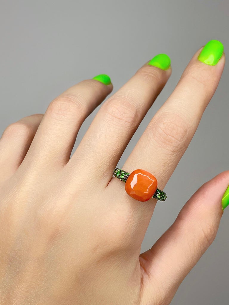 Pomellato Capri Collection 18K Gold Coral Tsavorite Garnet Cocktail ...