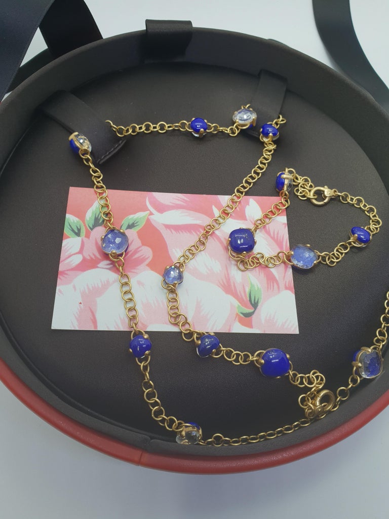 Pomellato Capri Pink 18 kt Gold Chain with Lapislazuli and Rock Crystal ...