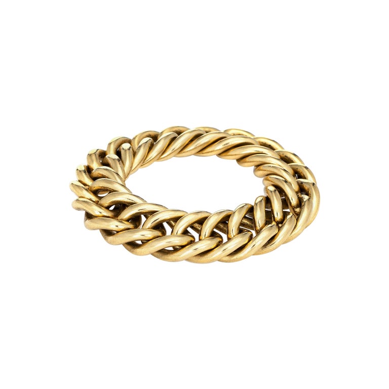 Pomellato Chain Ring Cuban Link Estate 18k Yellow Gold Fine Jewelry at ...