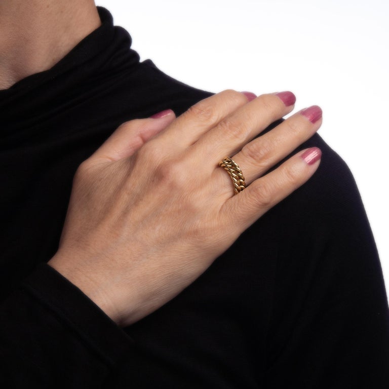 Pomellato Chain Ring Cuban Link Estate 18k Yellow Gold Fine Jewelry at ...