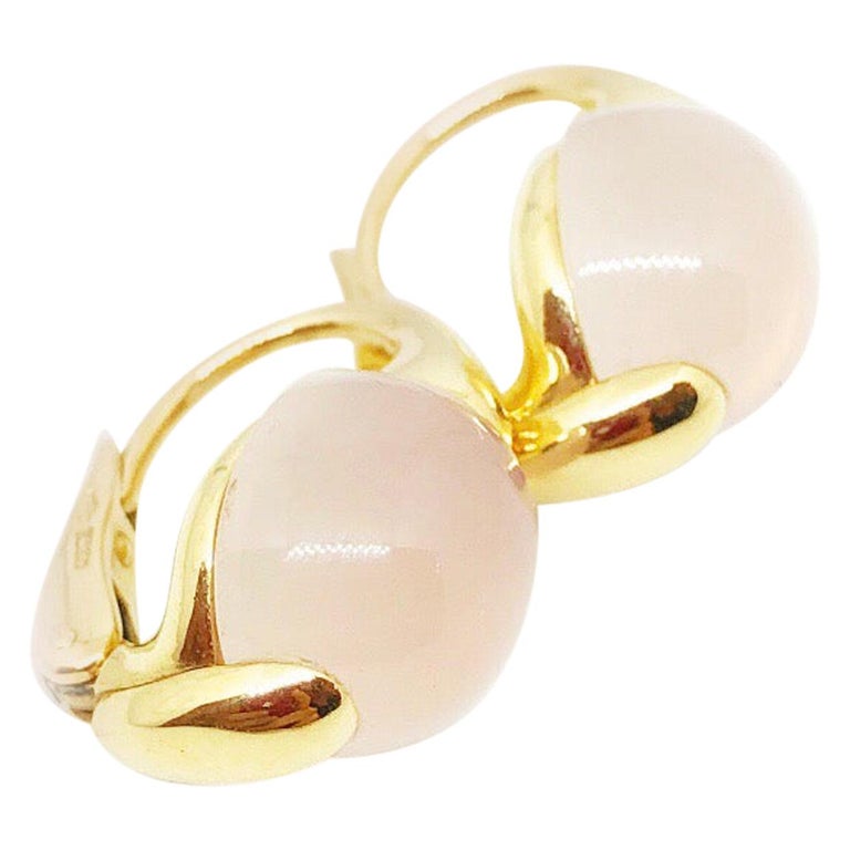 POMELLATO Earrings "LUNA" In rose gold 18 Kt with milky pink Quartz at ...