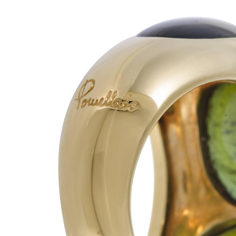 Pomellato Green Tourmaline Yellow Gold Band Ring at 1stDibs