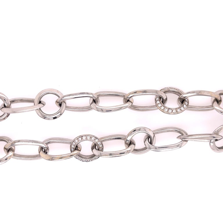 Pomellato Heavy Link Chain with Diamond Pave Links 18K White Gold For ...