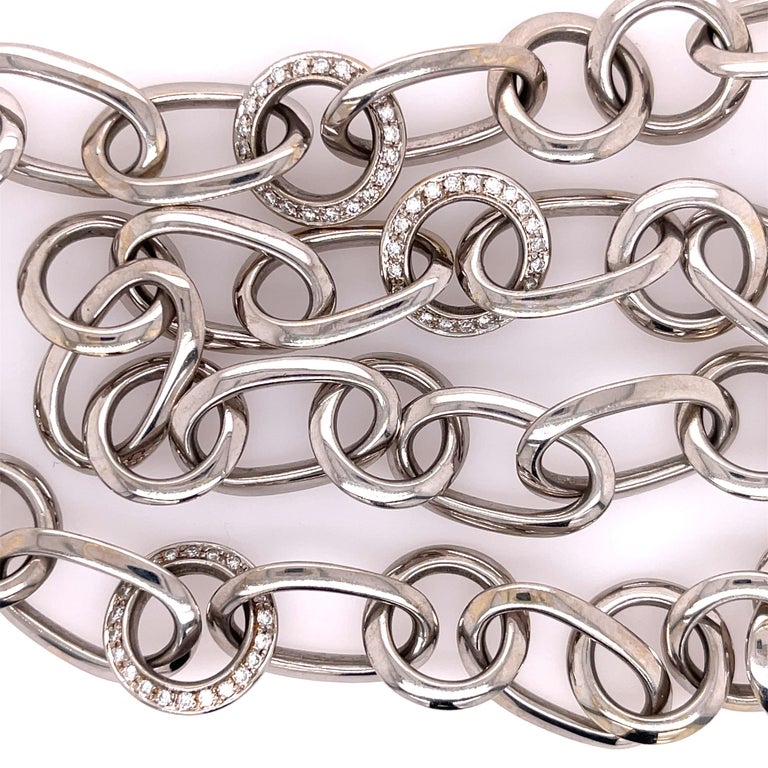 Pomellato Heavy Link Chain with Diamond Pave Links 18K White Gold For ...