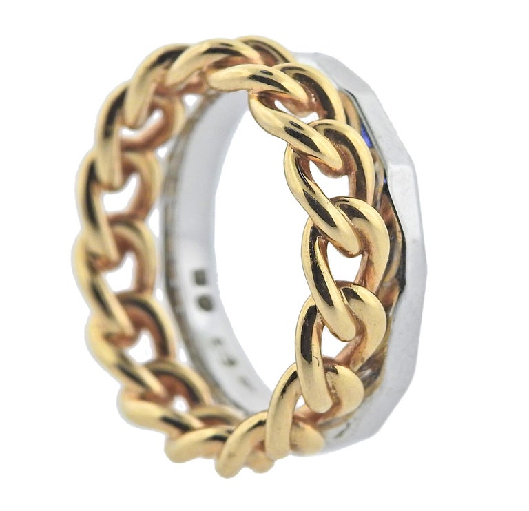 Pomellato Milano Cuban Link Gold Band Ring For Sale at 1stDibs