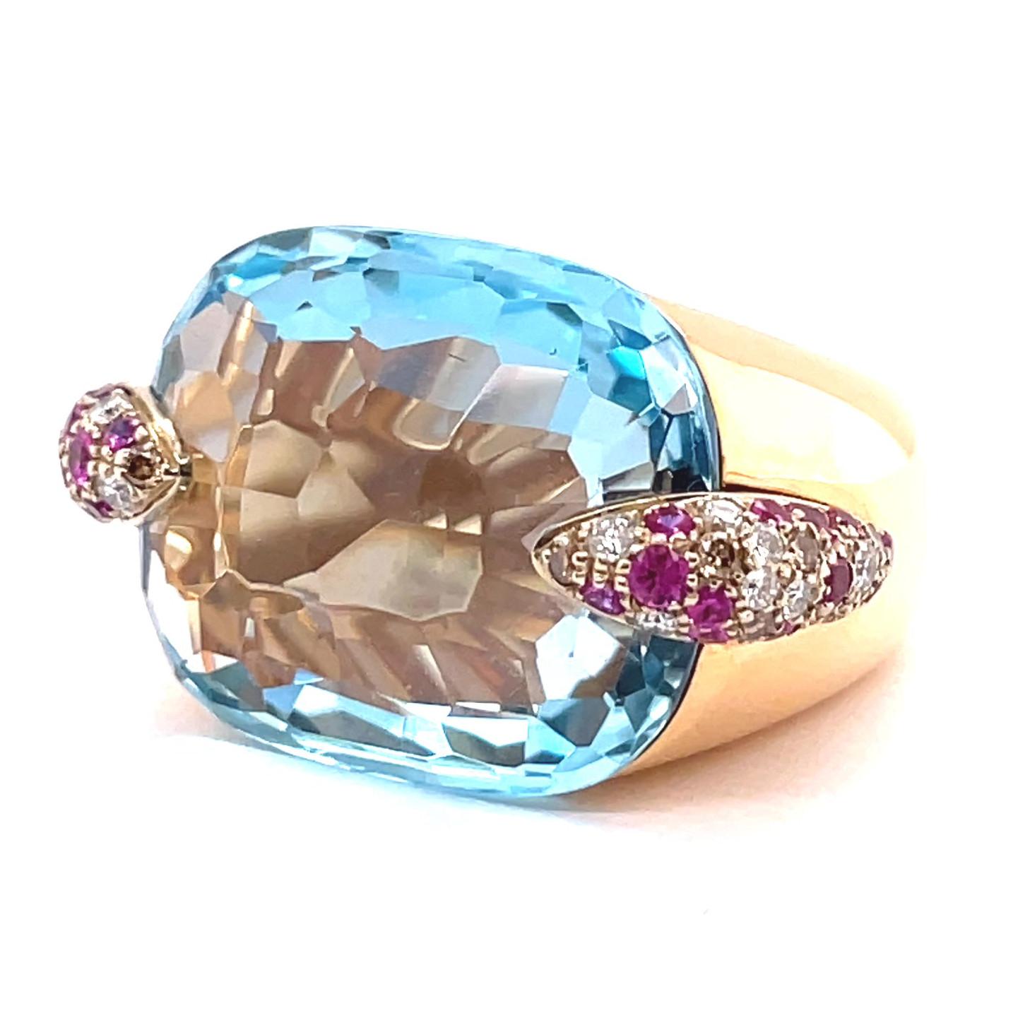 Pomellato Pin Up Blue Topaz Diamond 18 Karat Gold Cocktail Ring at ...