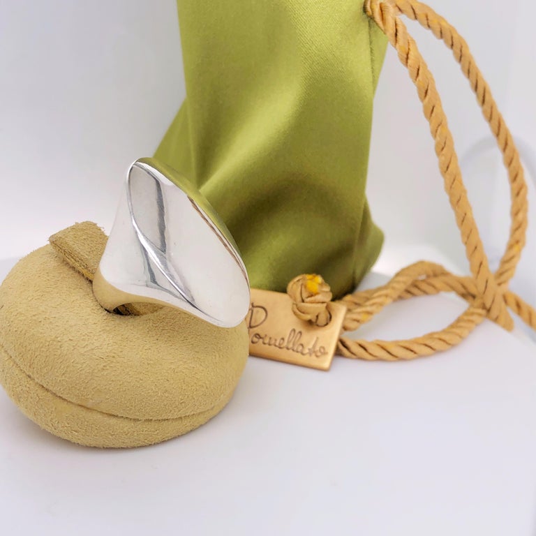 Pomellato Solid Sterling Silver Elliptical Signet Ring For Sale at 1stDibs