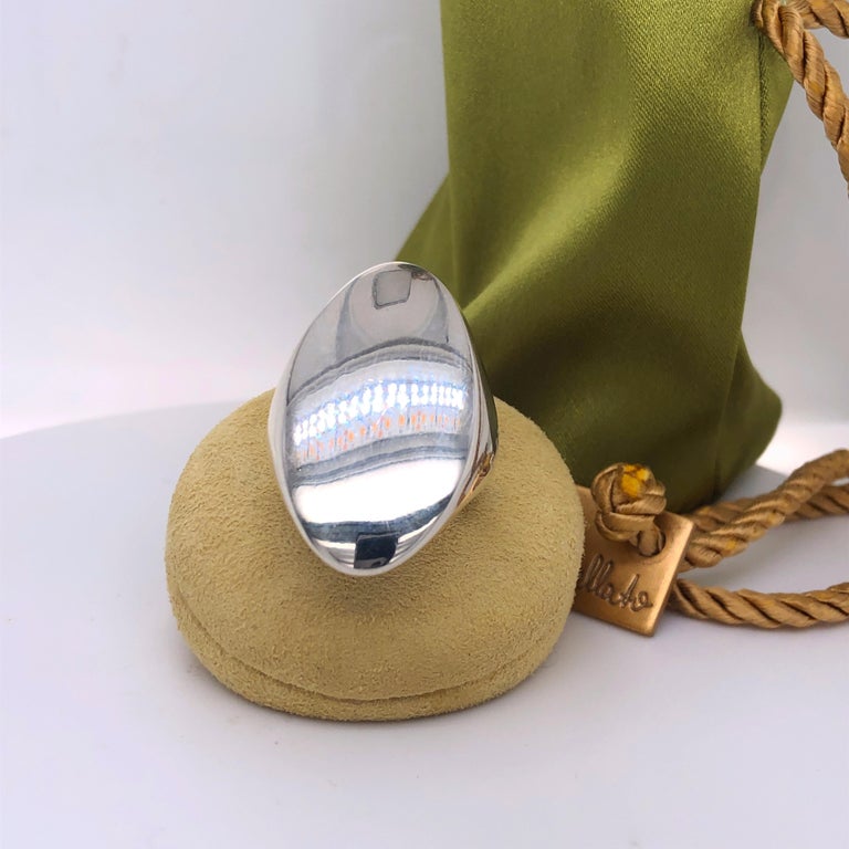 Pomellato Solid Sterling Silver Elliptical Signet Ring For Sale at 1stDibs