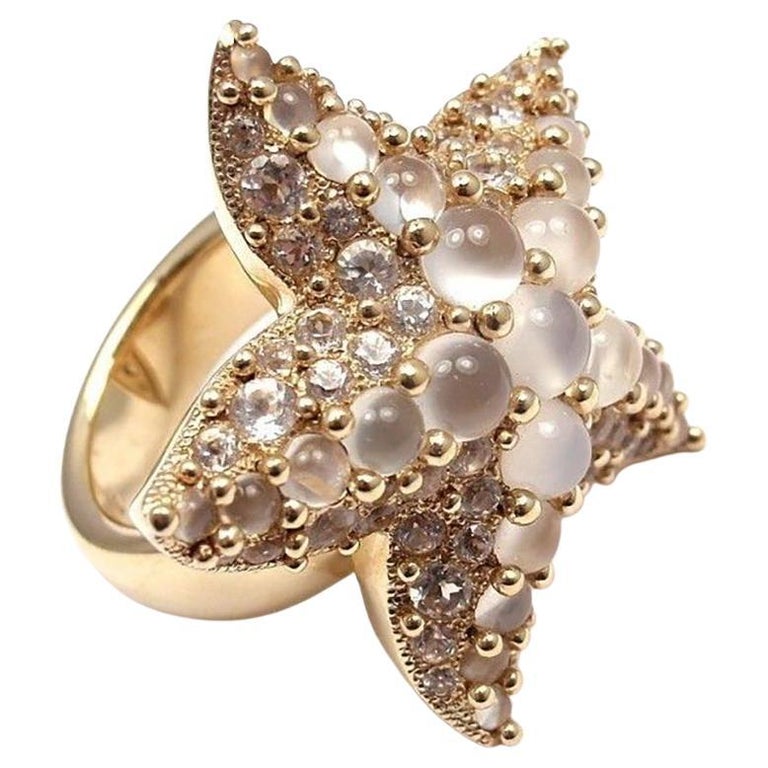 Pomellato Seestern-Ring Sirene aus Roségold mit Mondstein und Topas im ...