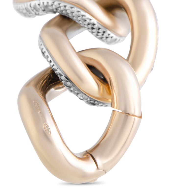 Pomellato Tango Champagne Diamond Yellow Gold and Silver Link Bracelet ...