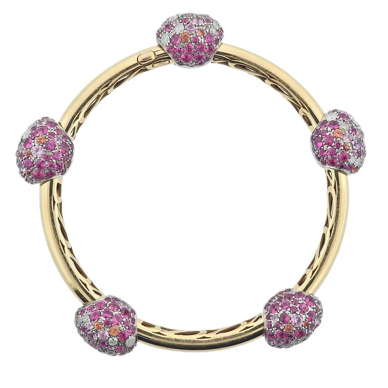 Pomellato Tango Gold Diamond Sapphire Bangle Bracelet For Sale at 1stDibs