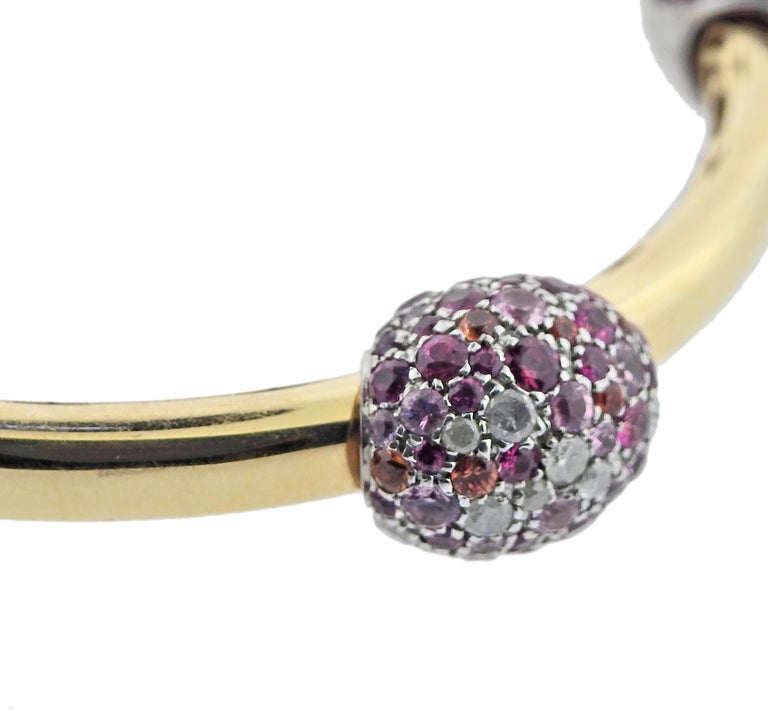 Pomellato Tango Gold Diamond Sapphire Bangle Bracelet For Sale at 1stDibs