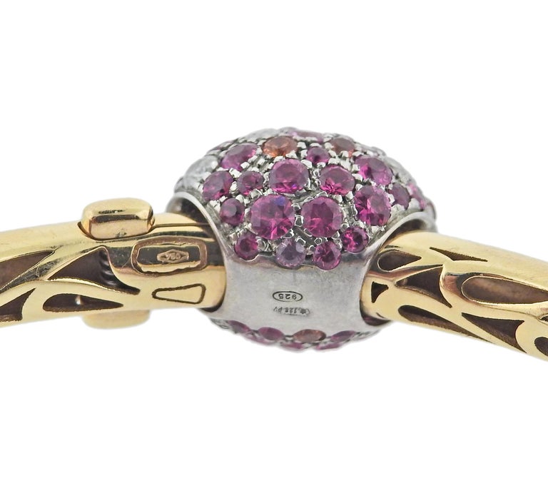 Pomellato Tango Gold Diamond Sapphire Bangle Bracelet For Sale at 1stDibs