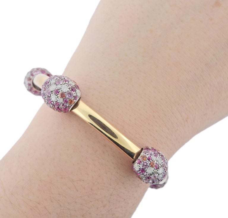 Pomellato Tango Gold Diamond Sapphire Bangle Bracelet For Sale at 1stDibs