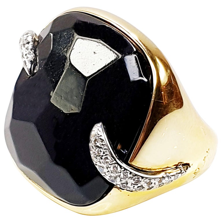 Pomellato Victoria Ring aus 18 Karat Gold mit schwarzem Jet und Diamant ...