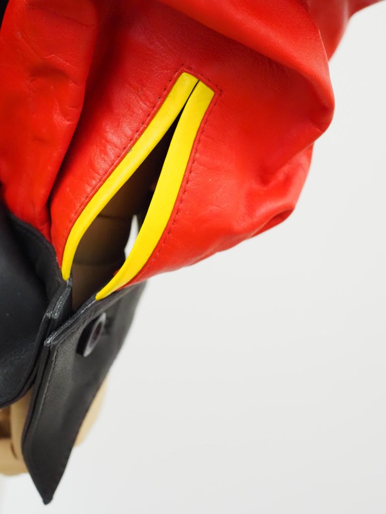 Pompoos Multicoloured leather bomber jacket For Sale at 1stDibs