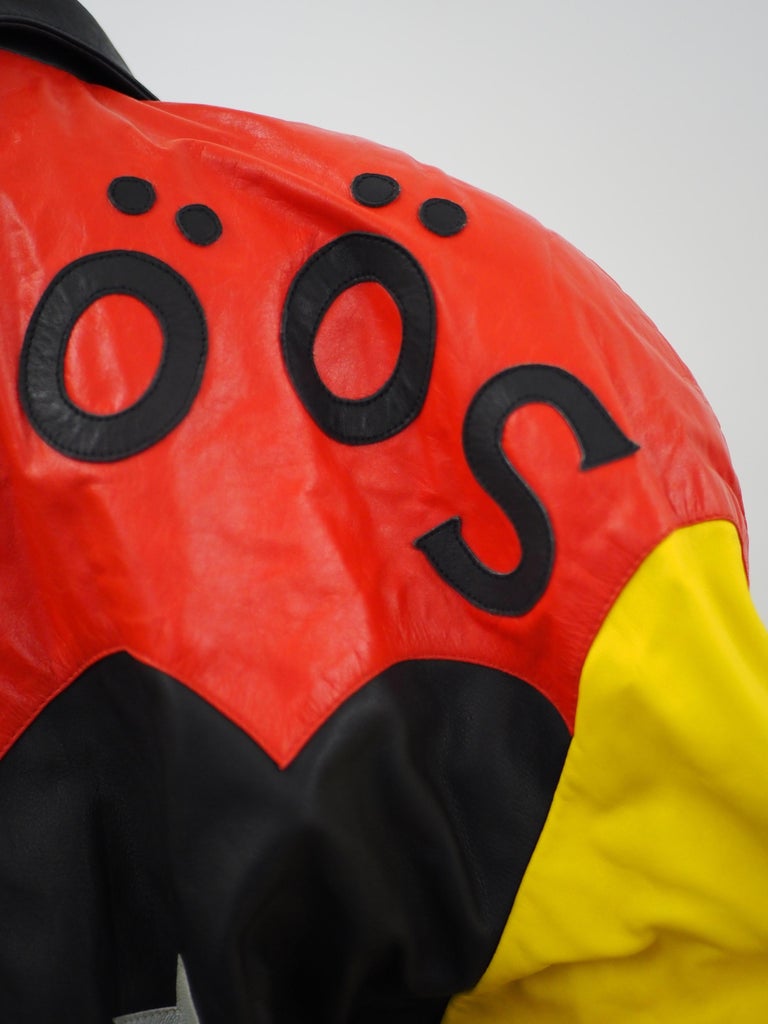 Pompoos Multicoloured leather bomber jacket For Sale at 1stDibs