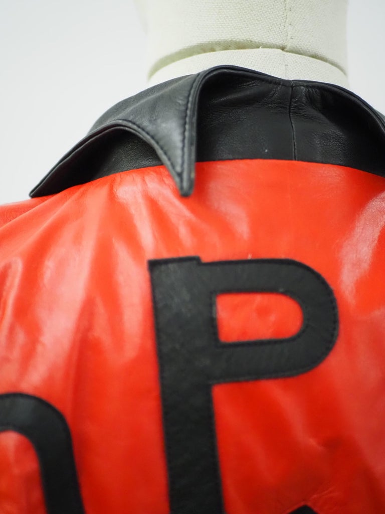 Pompoos Multicoloured leather bomber jacket For Sale at 1stDibs