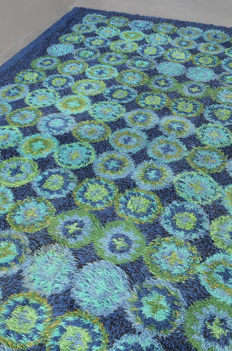 Pop Art Carpet from Vorwerk, 1960s Blue Virgin Wool, Pure Laine For ...