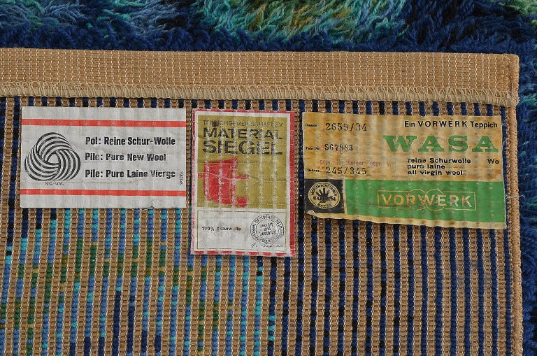 Pop Art Carpet from Vorwerk, 1960s Blue Virgin Wool, Pure Laine For ...